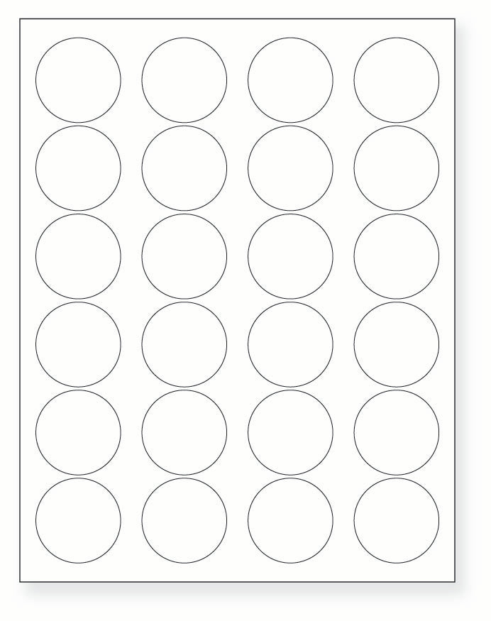 8-1/2 x 11" White Laser Label, 24 Round Labels per Sheet Measuring 1.6 ...